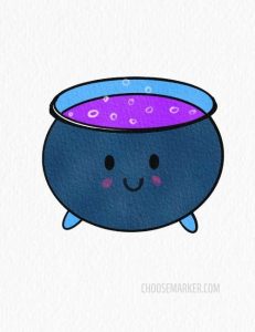 How to Draw a Cauldron Easy | Halloween Drawing - Choose Marker